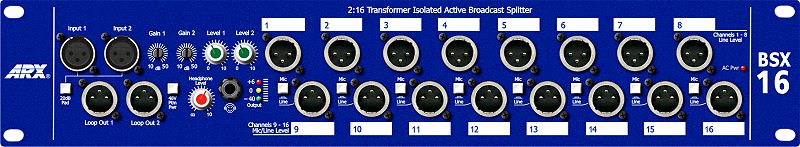 ARX - BSX 16 - 1 or 2 in, 16 out Transformer Isolated Active Broadcast ...